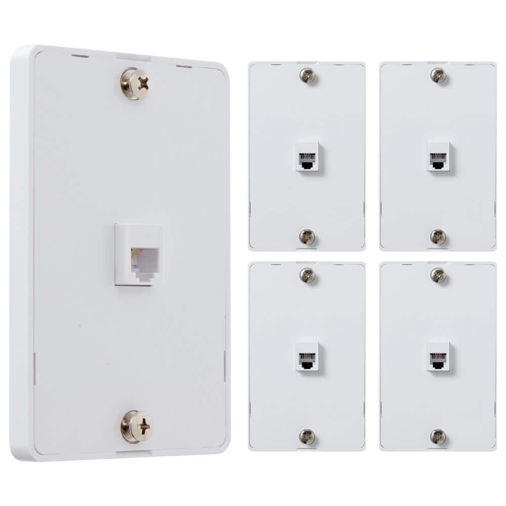 Newhouse Hardware White 1-Gang Telephone Data Jack for Phones Mounted ...