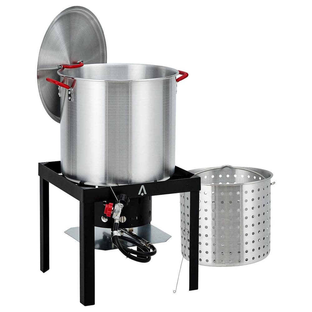 Garvee 80 Quart Crawfish Boiler with Strainer Basket, Burner Stand ...