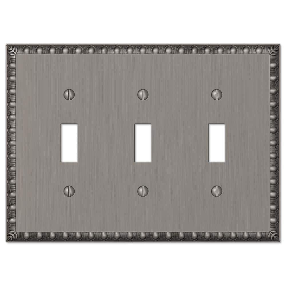 AMERELLE Antiquity 3 Gang Toggle Metal Wall Plate - Antique Nickel ...