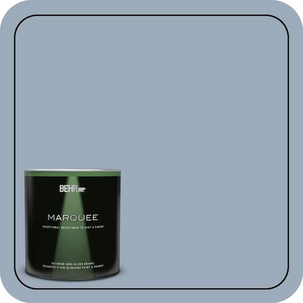 BEHR MARQUEE 1 qt. #570F-4 Blue Willow Semi-Gloss Enamel Exterior Paint ...