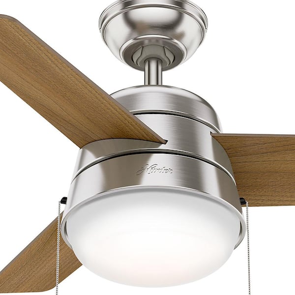 Aker 36 In Led Indoor Brushed Nickel Ceiling Fan With Light | Shelly ...