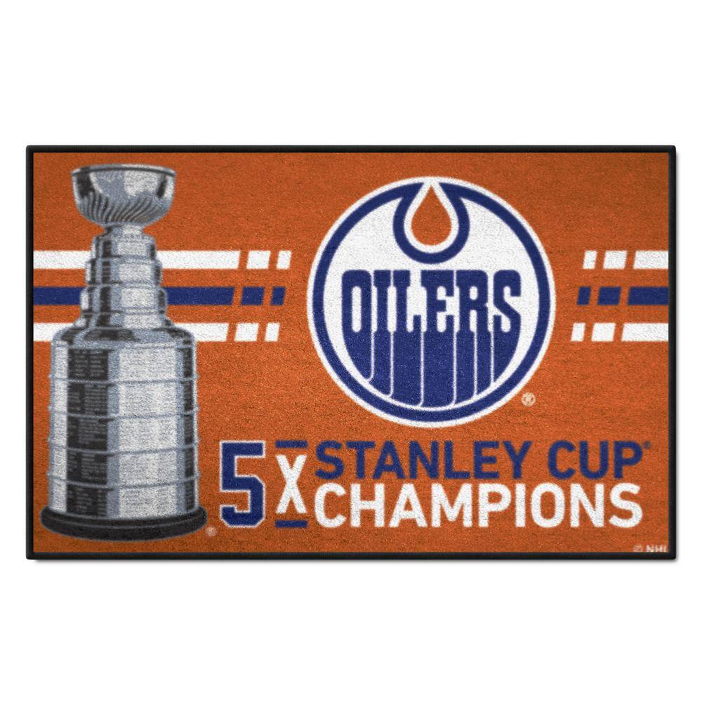 FANMATS Edmonton Oilers Orange Dynasty 1.5 ft. x 2.5 ft. Starter Rug ...