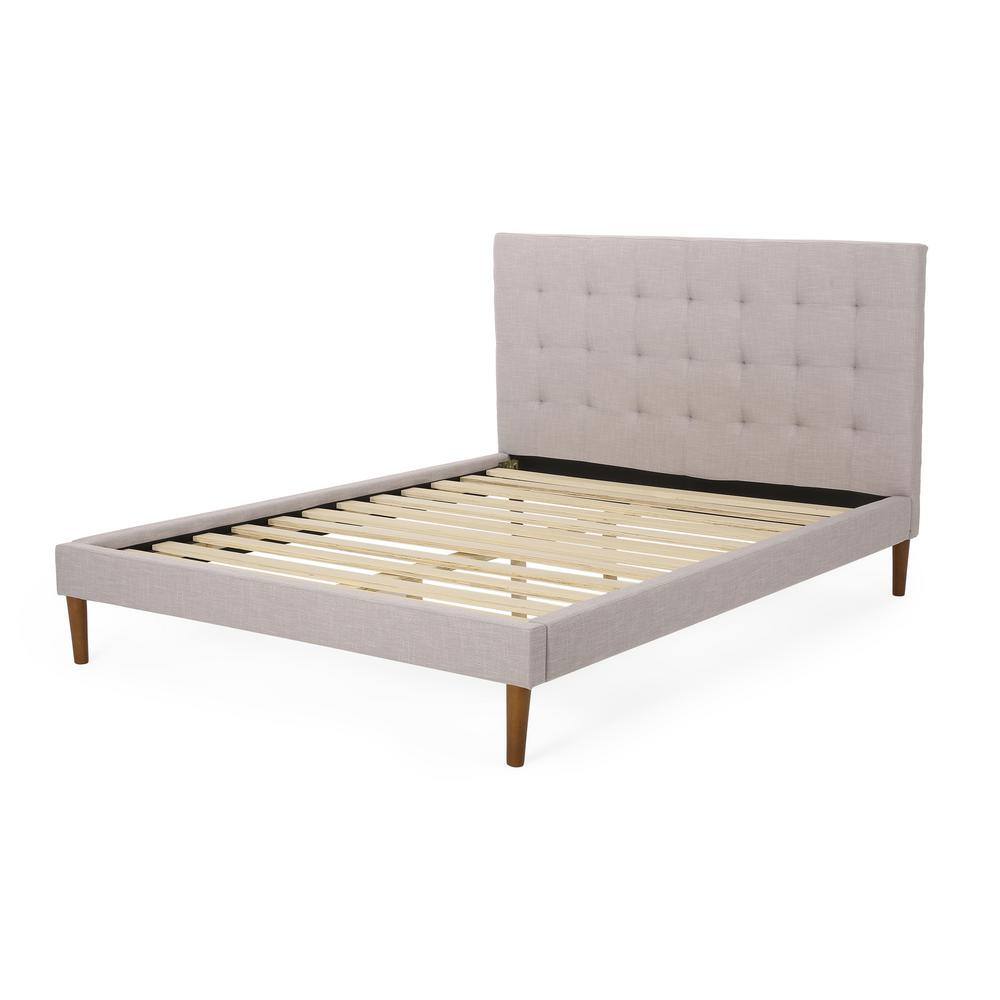Noble House Modern Fabric Light Gray Wood Frame Upholstered Full Size ...