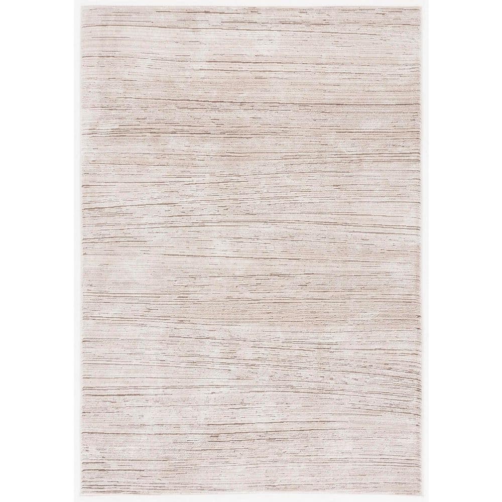 SAFAVIEH Whisper 4 ft. x 6 ft. Beige/Dark Beige Distressed Striped Area ...