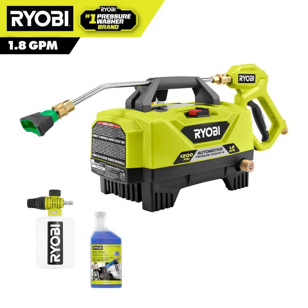 RYOBI 1.8 GPM Automotive High Flow Pressure Washer Kit with Foam ...