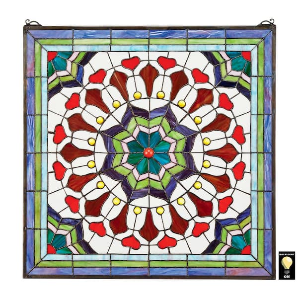 Design Toscano Victorian Floral Tiffany-Style Stained Glass Window ...