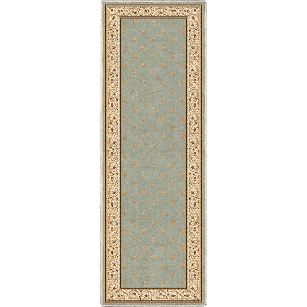 Well Woven Blue 2 ft. x 5 ft. Runner Flat-Weave Apollo Fleur De Lis ...