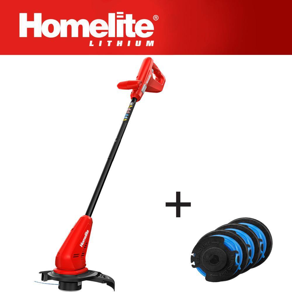 Homelite 12V Cordless String Trimmer with Extra 3-Pack of Spools, 2.5 ...