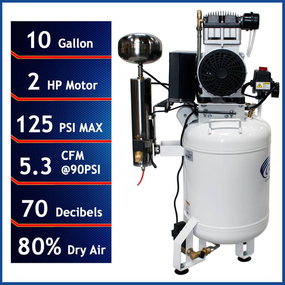 California Air Tools 10 Gal. 2 HP Ultra Quiet and Oil-Free Stationary ...