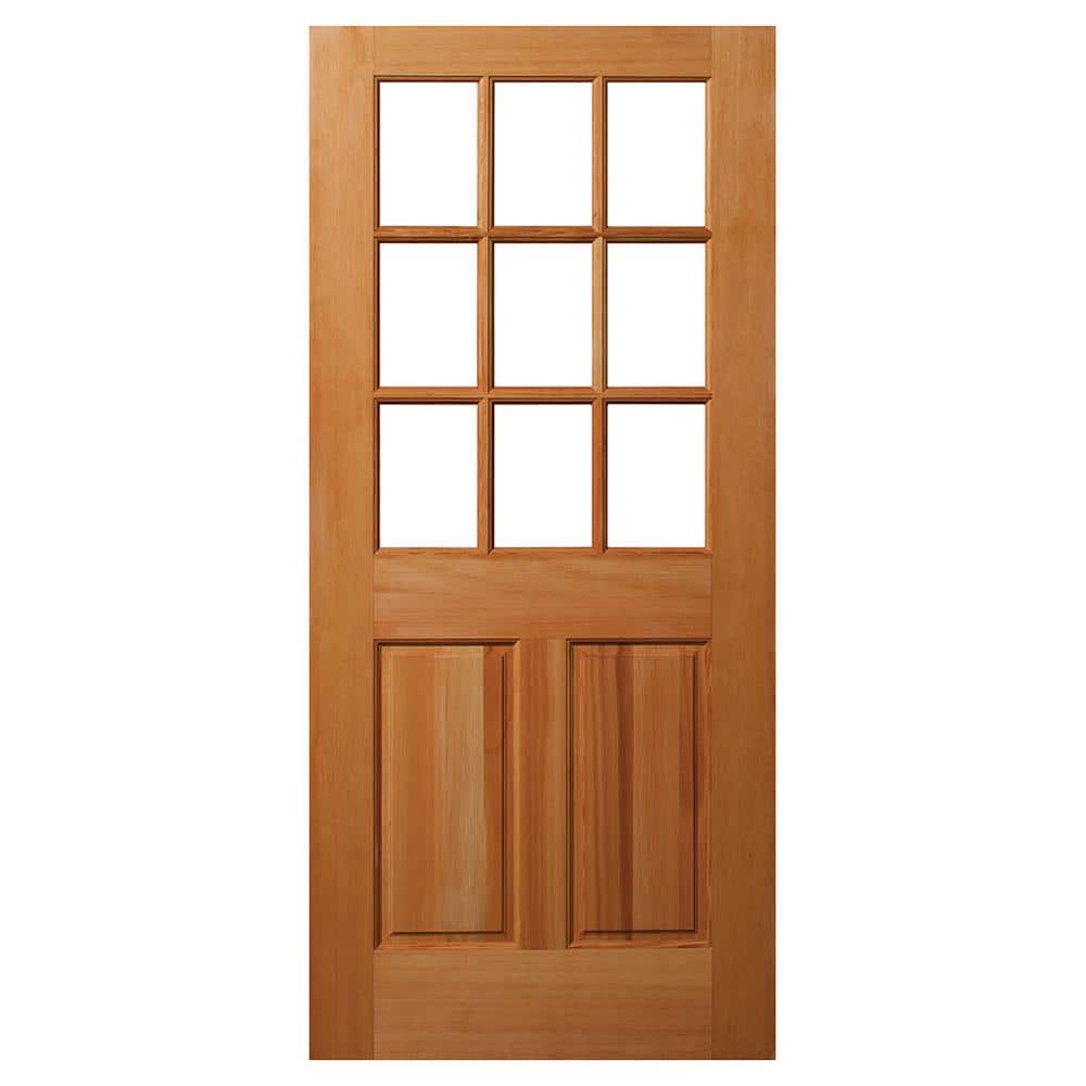 Builders Choice 36 In X 80 In 2 Panel Universal 9 Lite Tdl Clear Glass Unfinished Fir Wood