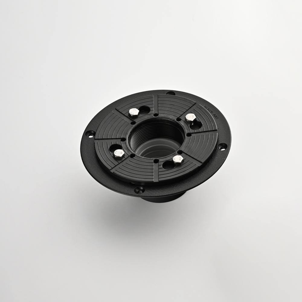 Tileon 2 in. Matte Black ABS Shower Drain Base Flange Height Adjustable ...
