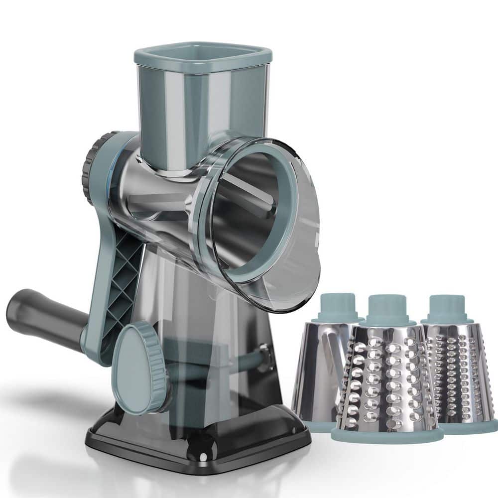 JFVKAF Stainless Steel Rotary Cheese Grater with 3 Interchangeable ...