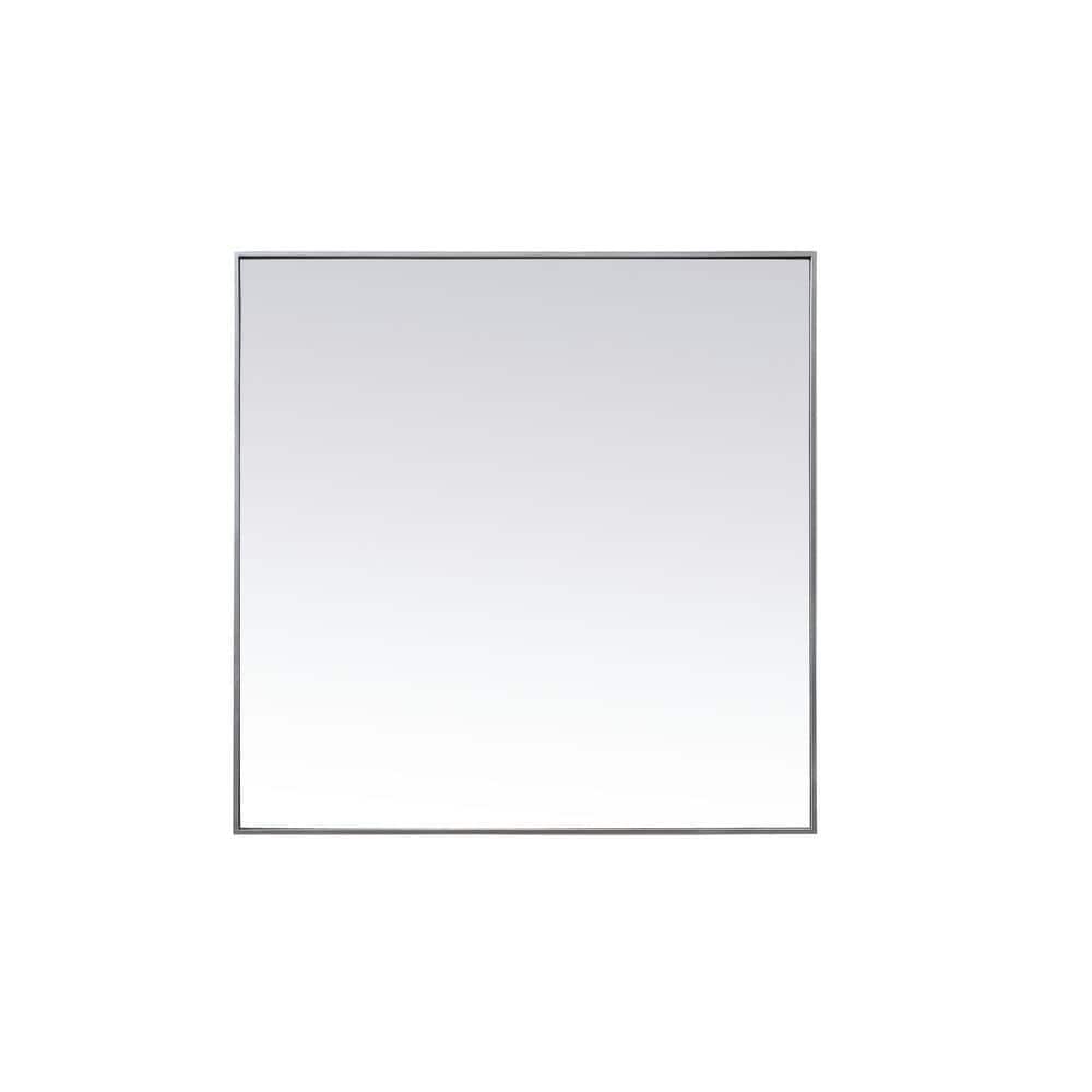 Timeless Home 42 in. W x 42 in. H x Modern Metal Framed Square Silver Mirror MIR88484S - The ...