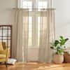 Elrene Vienna Flax Solid Poly-Linen 52(in)X95(in) Tie Top Sheer Curtain ...