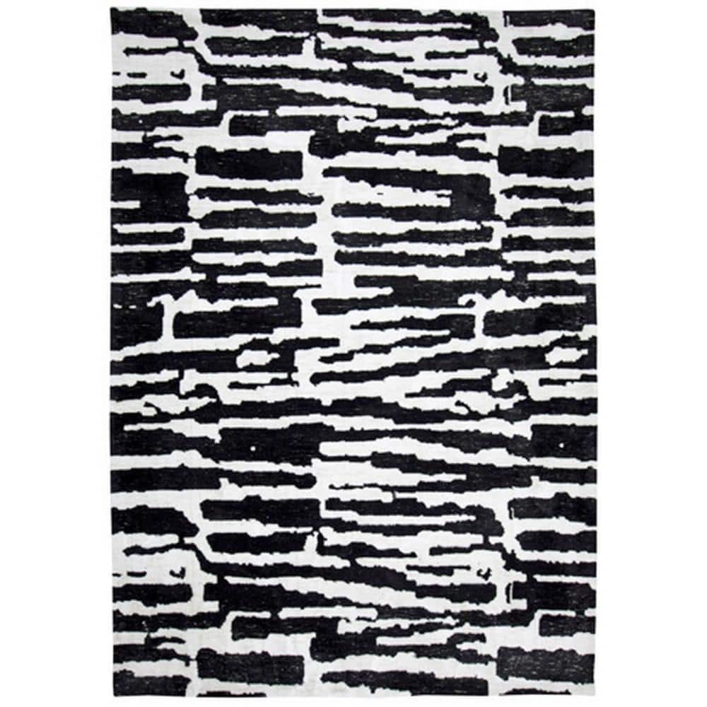 Benjara Shaw Ivory and Black 8 ft. x 10 ft. Geometric Area Rug BM318262 ...
