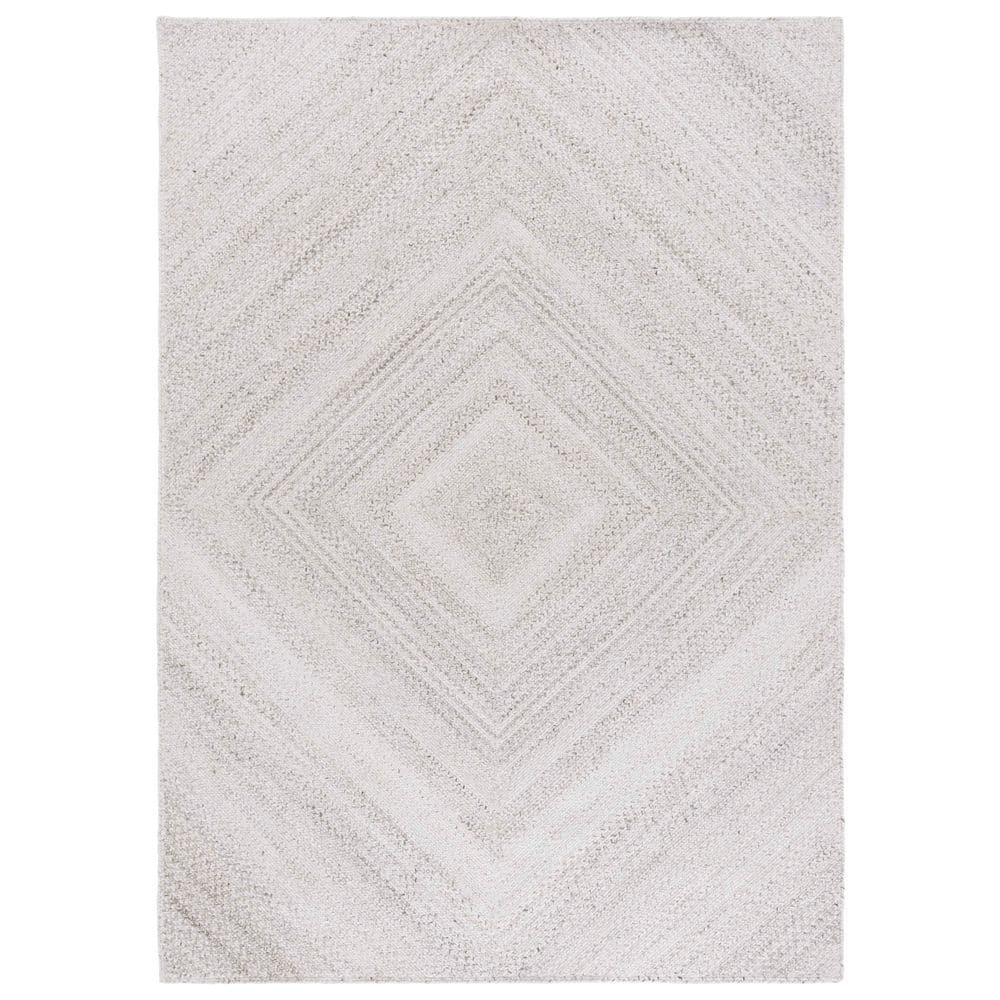 SAFAVIEH Braided 2 ft. x 4 ft. Beige Gradient Geometric Diamond Area ...