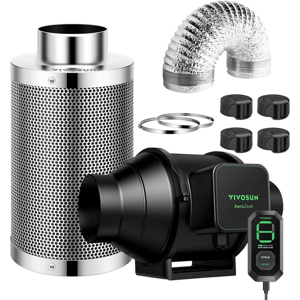 VIVOSUN AeroZesh S4 4 in. Inline Duct Fan with E12 Speed Controller ...
