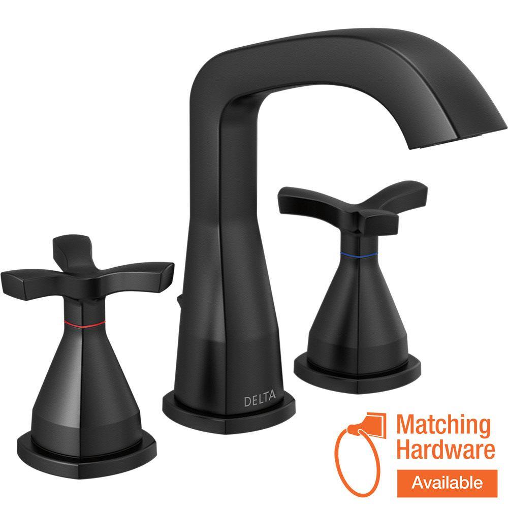 Delta Stryke 8 in. Widespread 2-Handle Bathroom Faucet in Matte Black 357766-BLMPU-DST - The ...