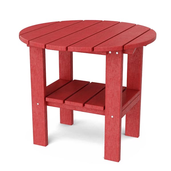 Wildridge Classic Cardinal Red HDPE Plastic Outdoor Round Side Table ...