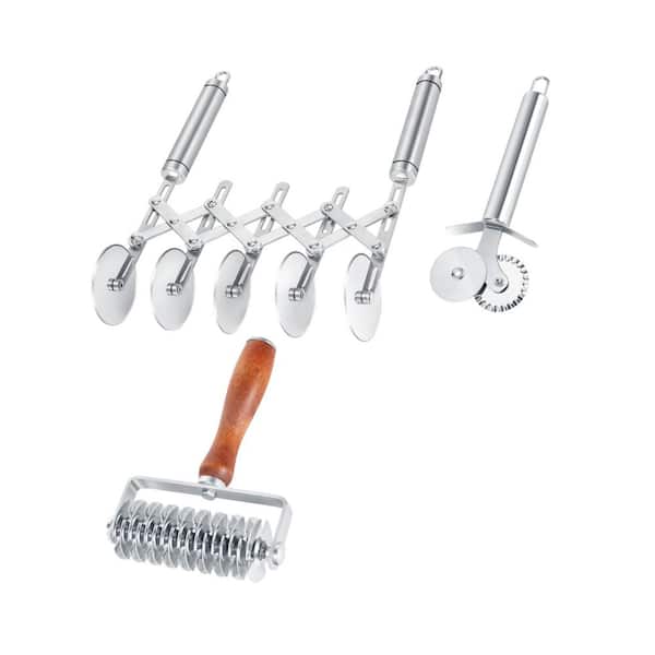3-Piece Pastry Cutter Set with Adjustable Wheel, Stainless Steel Pizza ...