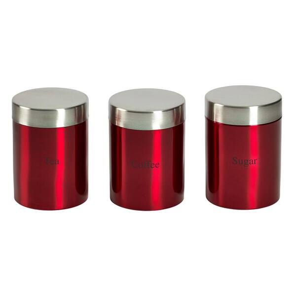 Basic Essentials 3-Piece Stainless Steel Canister Set in Red-TTU-U8627 ...