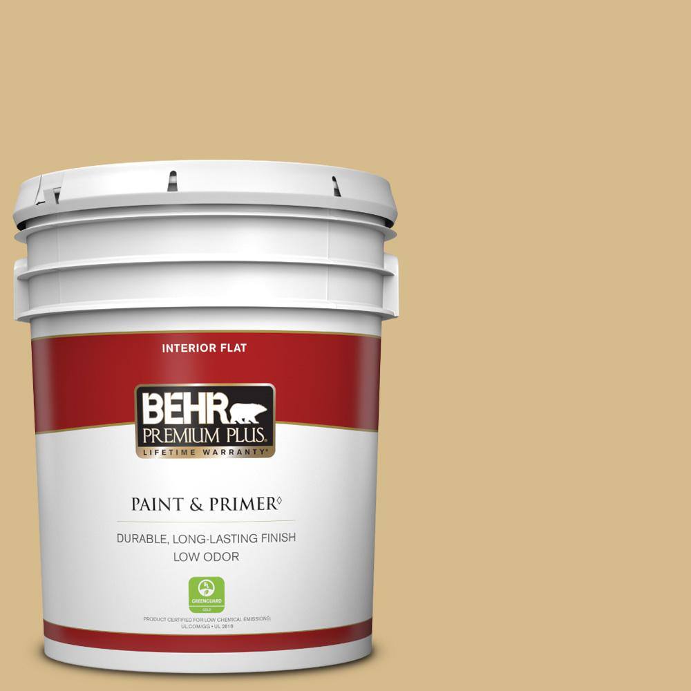 BEHR PREMIUM PLUS 5 gal. #350F-5 Camel Flat Low Odor Interior Paint ...