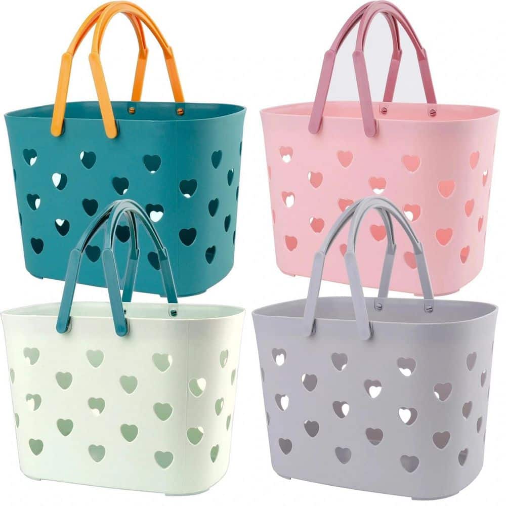 Wudkey 4-Pack Portable Shower Caddy Basket with Handle, Caddy Organizer ...