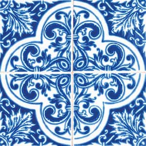 MI ALMA Blue/White H19 5 in. x 5 in. Vinyl Peel and Stick Tile (24 ...
