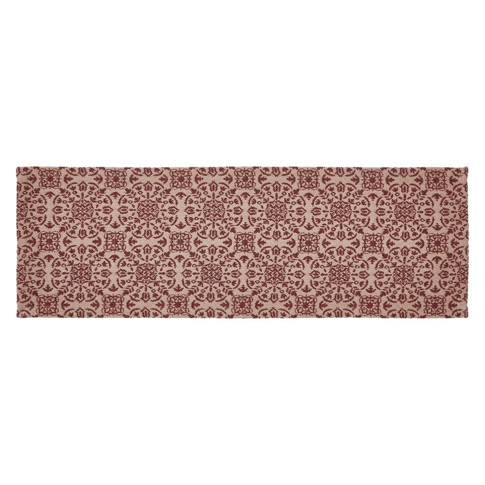 VHC BRANDS Custom House 8 in. W x 24 in. L Burgundy Jacquard Cotton ...