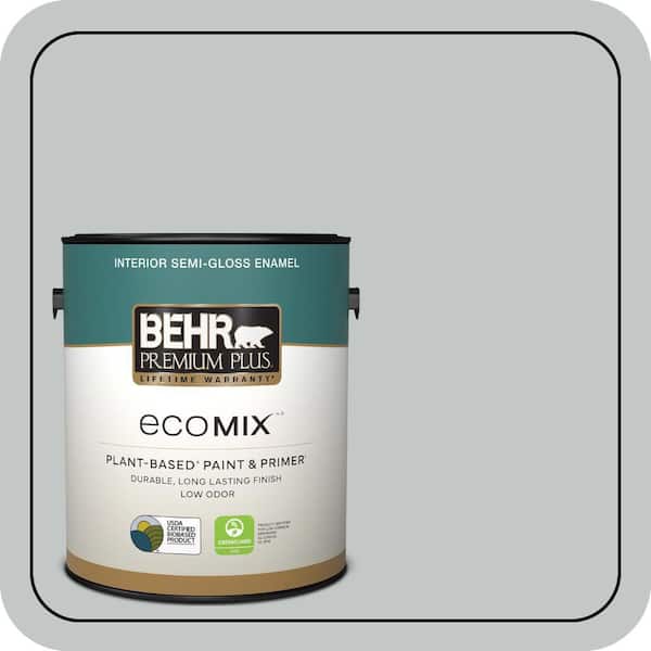 BEHR PREMIUM PLUS 1 gal. #N450-2 Zero Gravity Semi-Gloss Enamel EcoMix ...