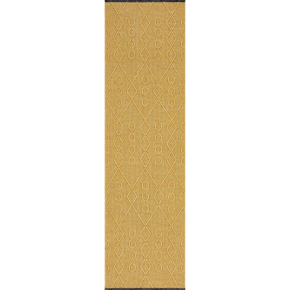 Tayse Rugs Alma Gold 2 ft. x 8 ft. Geometric Machine Washable Indoor ...