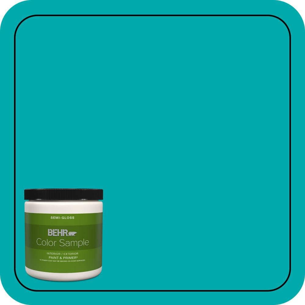 BEHR PREMIUM PLUS 8 oz. #P460-5 Fiji Semi-Gloss Interior/Exterior Paint ...