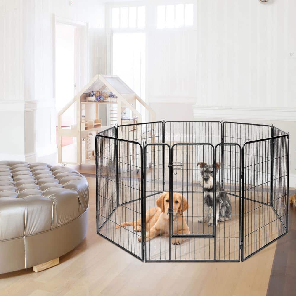 FORCLOVER 47 in. H 8 Metal Panel Heavy Duty Pet Playpen Dog Pens with ...