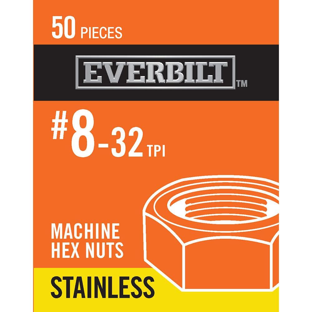 Everbilt #8-32 Stainless Steel Machine Screw Nut (50-Pack) 802822 - The ...