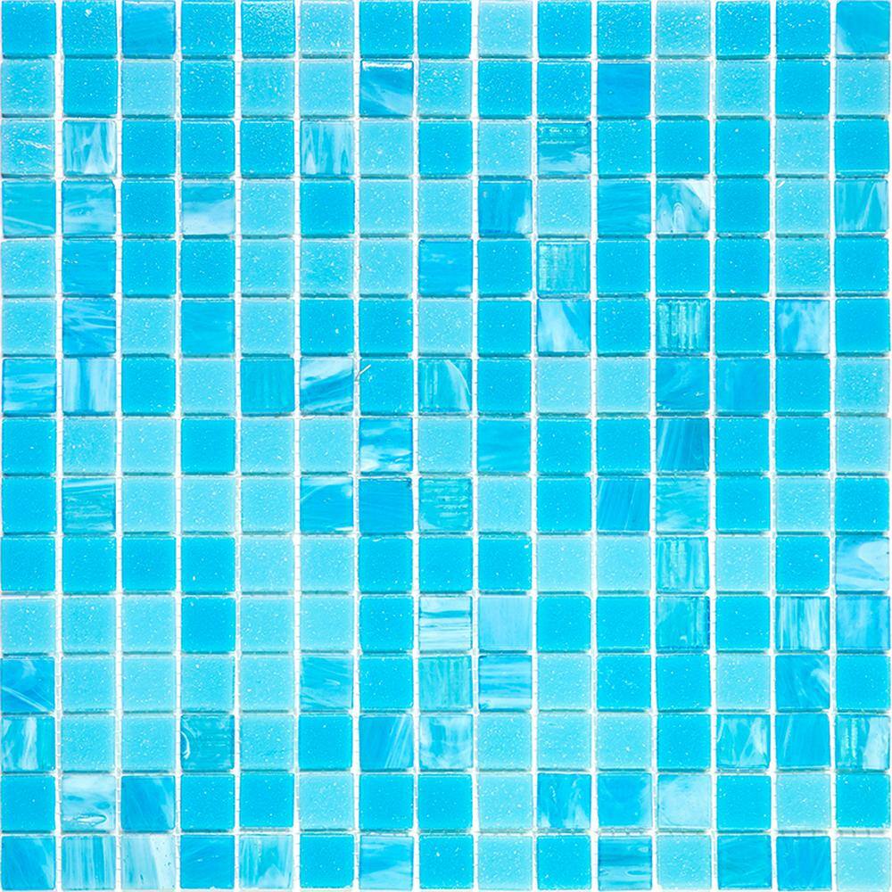 Apollo Tile Mingles 12 in. x 12 in. Glossy Arctic Blue Glass Mosaic ...