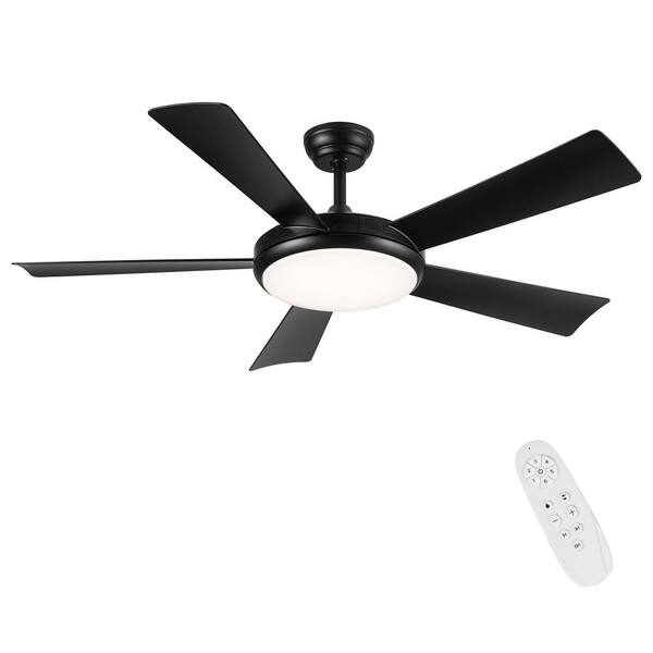 Etokfoks 52 in. Intergrated LED Black Ceiling Fan Lighting with ABS ...