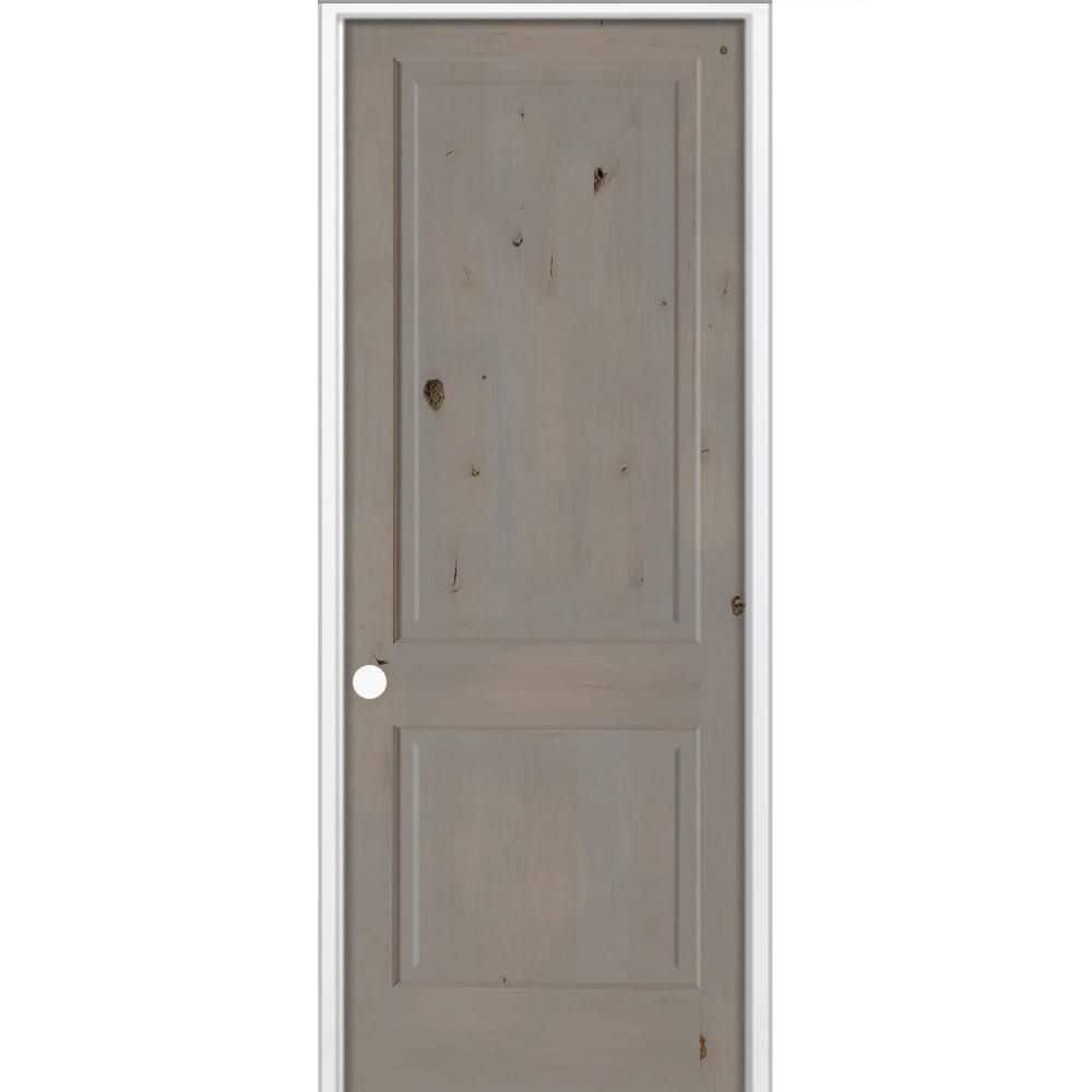 Krosswood Doors 36 in. x 96 in Rustic Knotty Alder 2 Panel Square Right ...