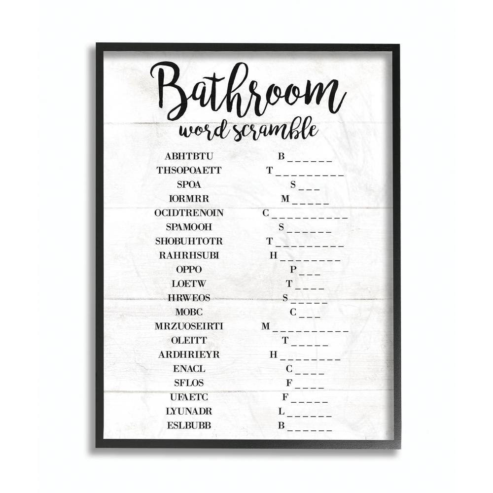 Stupell Industries 16 in. x 20 in. "Bathroom Word Scramble White And ...