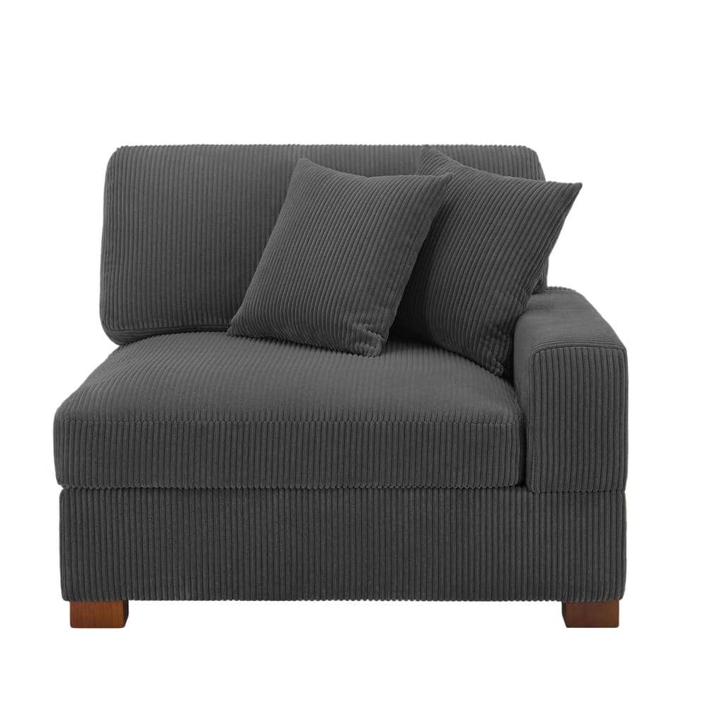 Uixe Modern Right Arm Facing Gray Corduroy Fabric Sectional Corner Arm ...