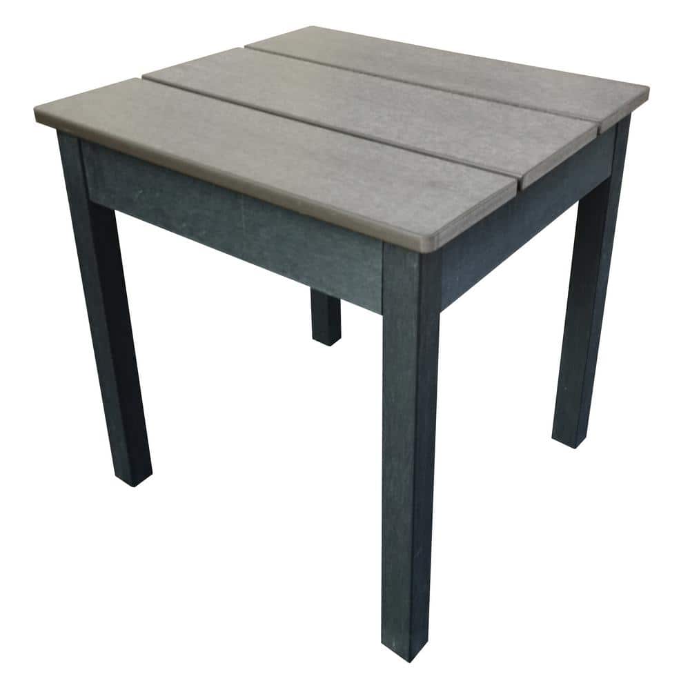 Layton Outdoor All-Weather Polystyrene Wood Side Table, Black & Grey ...