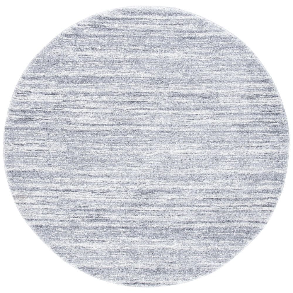 SAFAVIEH Cyrus Shag 7 ft. x 7 ft. Gray/Ivory Abstract Striped Round ...