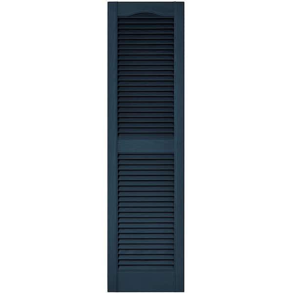 Builders Edge 15 in. x 55 in. Louvered Vinyl Exterior Shutters Pair in ...