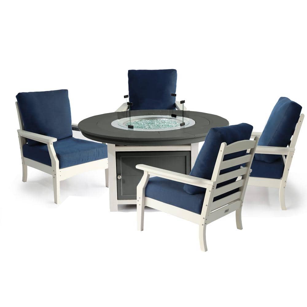 LuXeo Vail 48 in. Two Tone Gray Round Top Fire Pit, 5-Piece Plastic ...