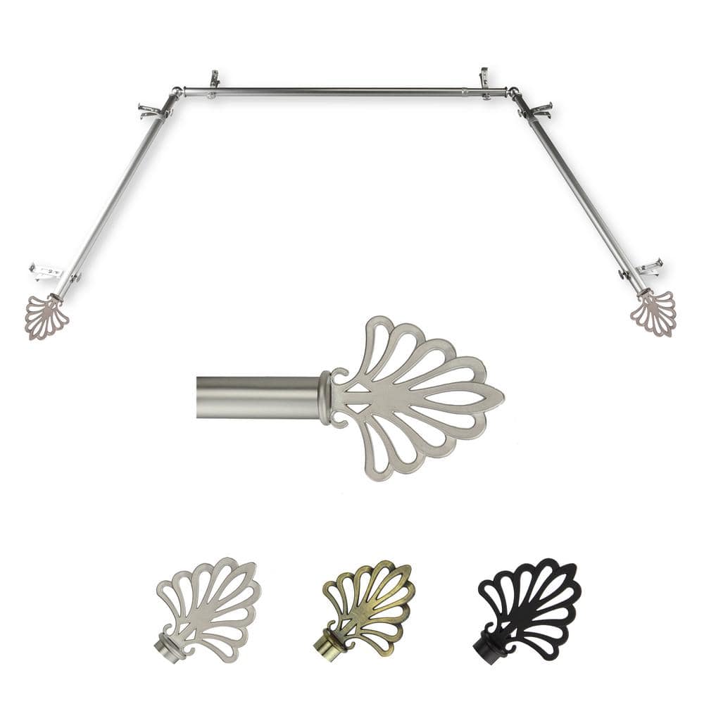 EMOH 13/16" Dia Adjustable 20"-36", 38"-72" Bay Window Curtain Rod with ...