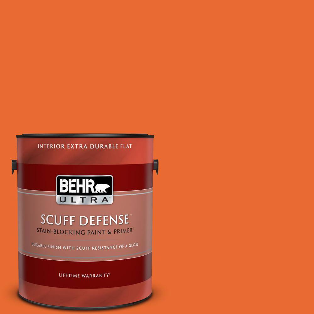 BEHR ULTRA 1 gal. #220B-7 Electric Orange Extra Durable Flat Interior ...