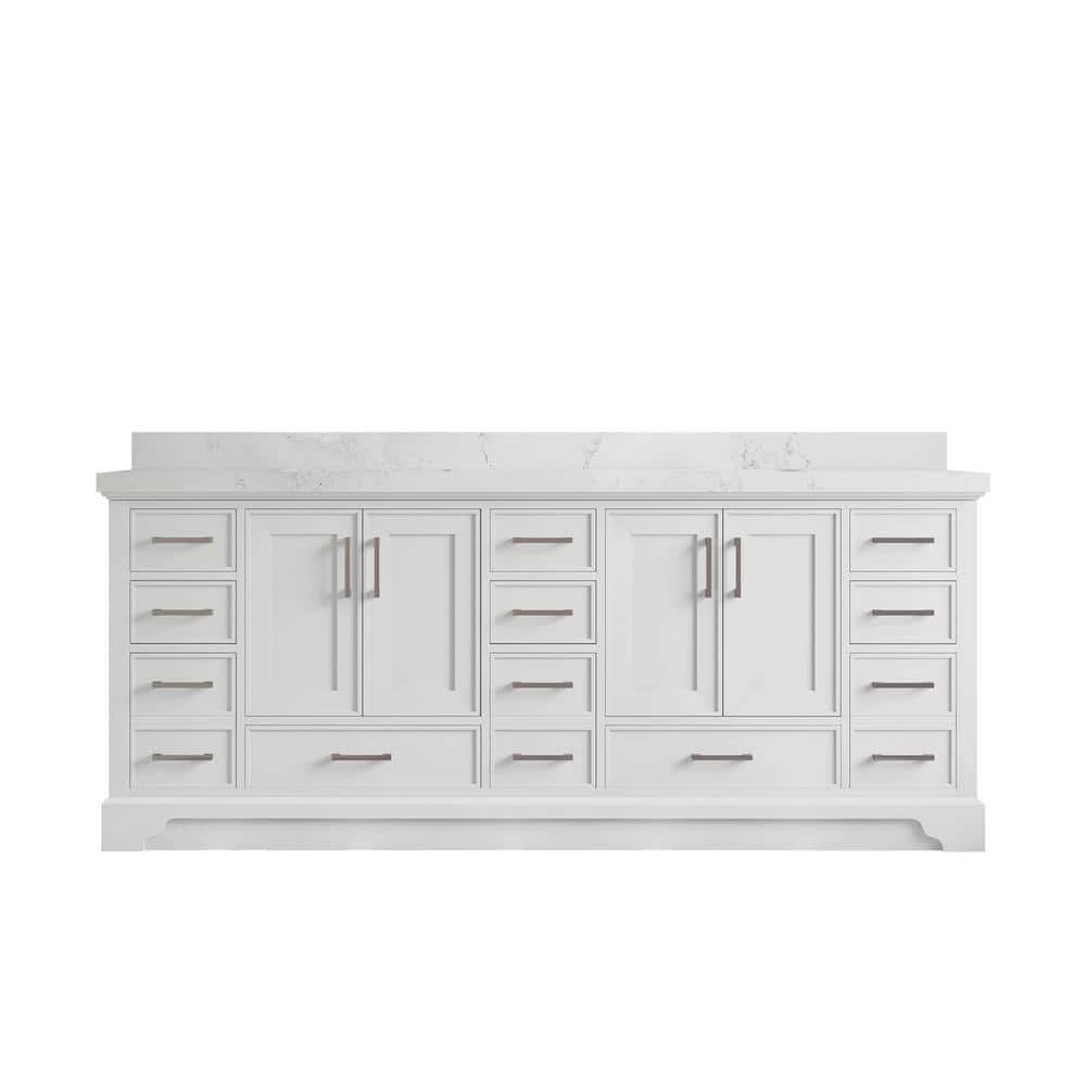 Willow Collections Charlotte 84 in. Double Sink Freestanding White Bath ...