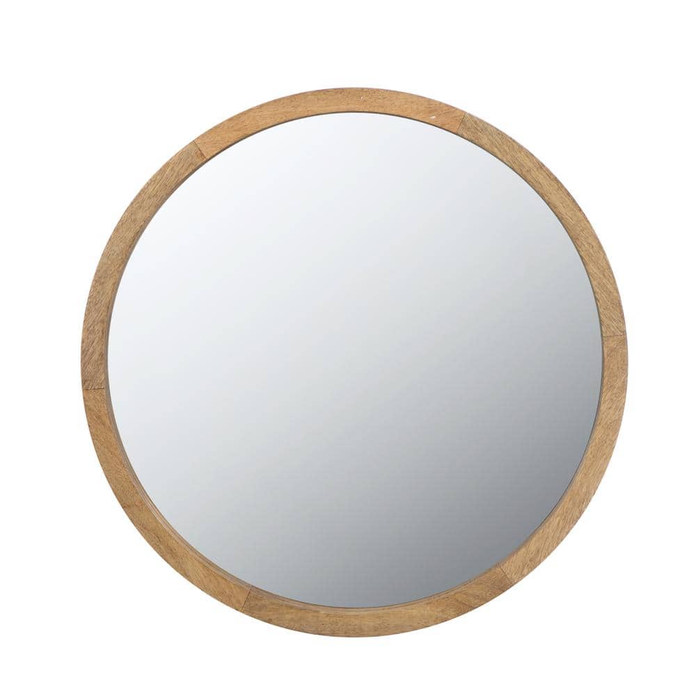 20 in. W x 20 in. H Round Mango Wood Framed Wall Bathroom Vanity Mirror ...