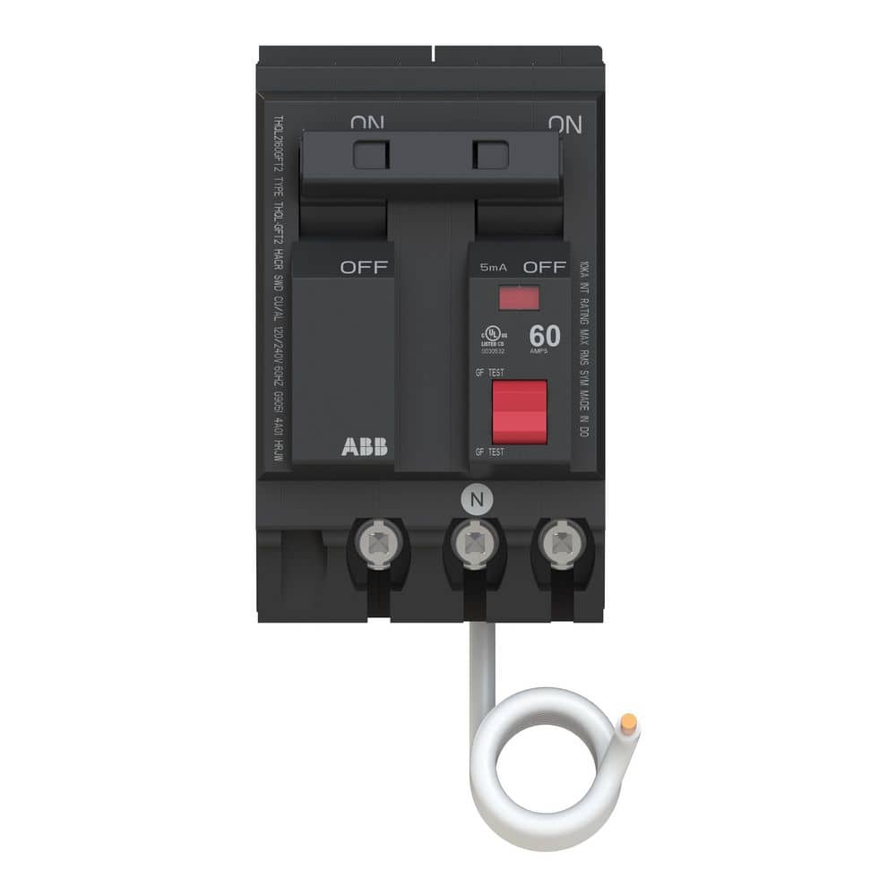 ABB 60 Amp Double Pole Ground Fault Breaker with Self-Test ...