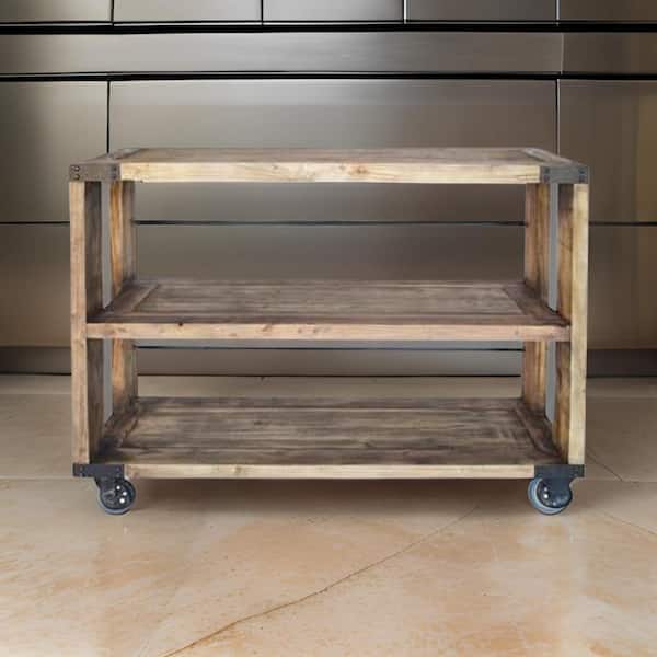 Benjara 47 in. Brown and Black Rectangle Metal Console Table with 2 ...