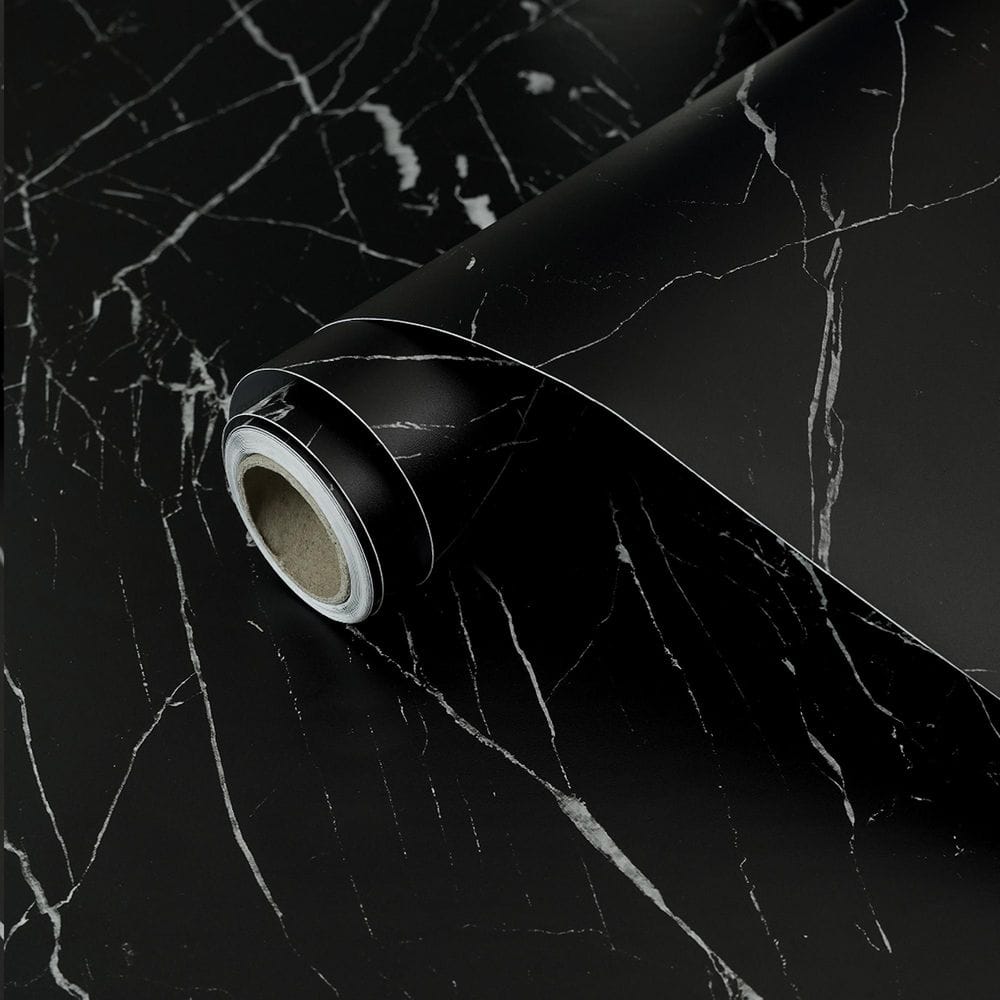 TUKTUK Textured Black Peel and Stick Wallpaper Roll Self-Adhesive Matte ...
